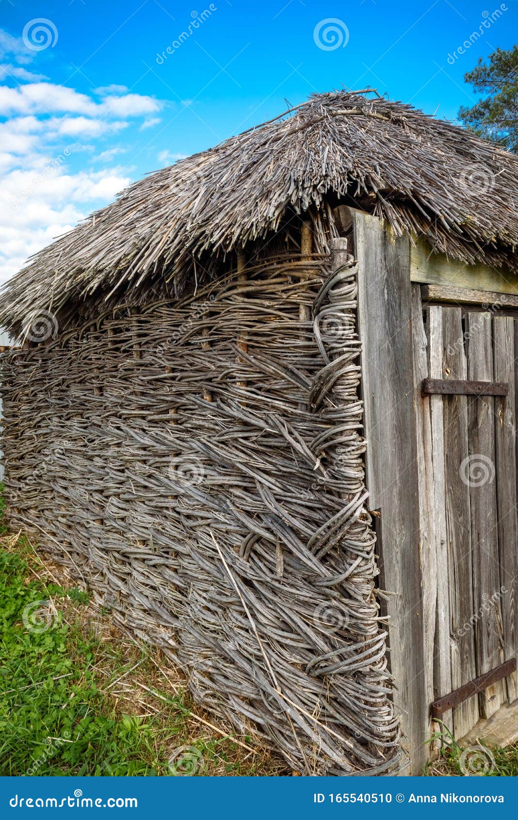 An Old Hut Made of Dry Twigs. Stock Photo - Image of garden, green ...