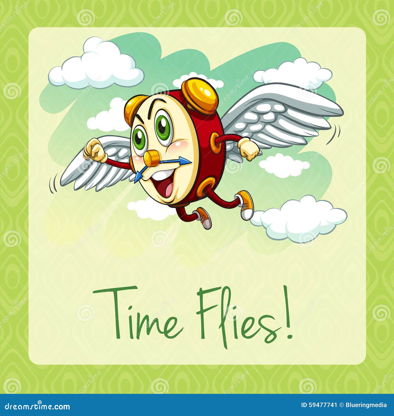 Old idiom time flies stock vector. Illustration of clip - 59477741