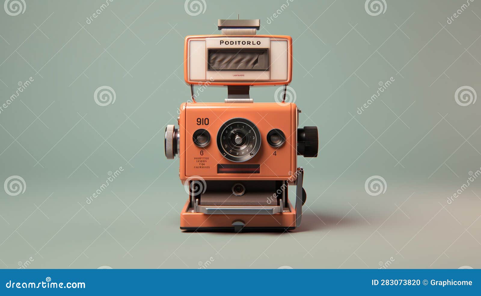 Old Imaginary Orange Polaroid Camera Front View Stock Illustration ...