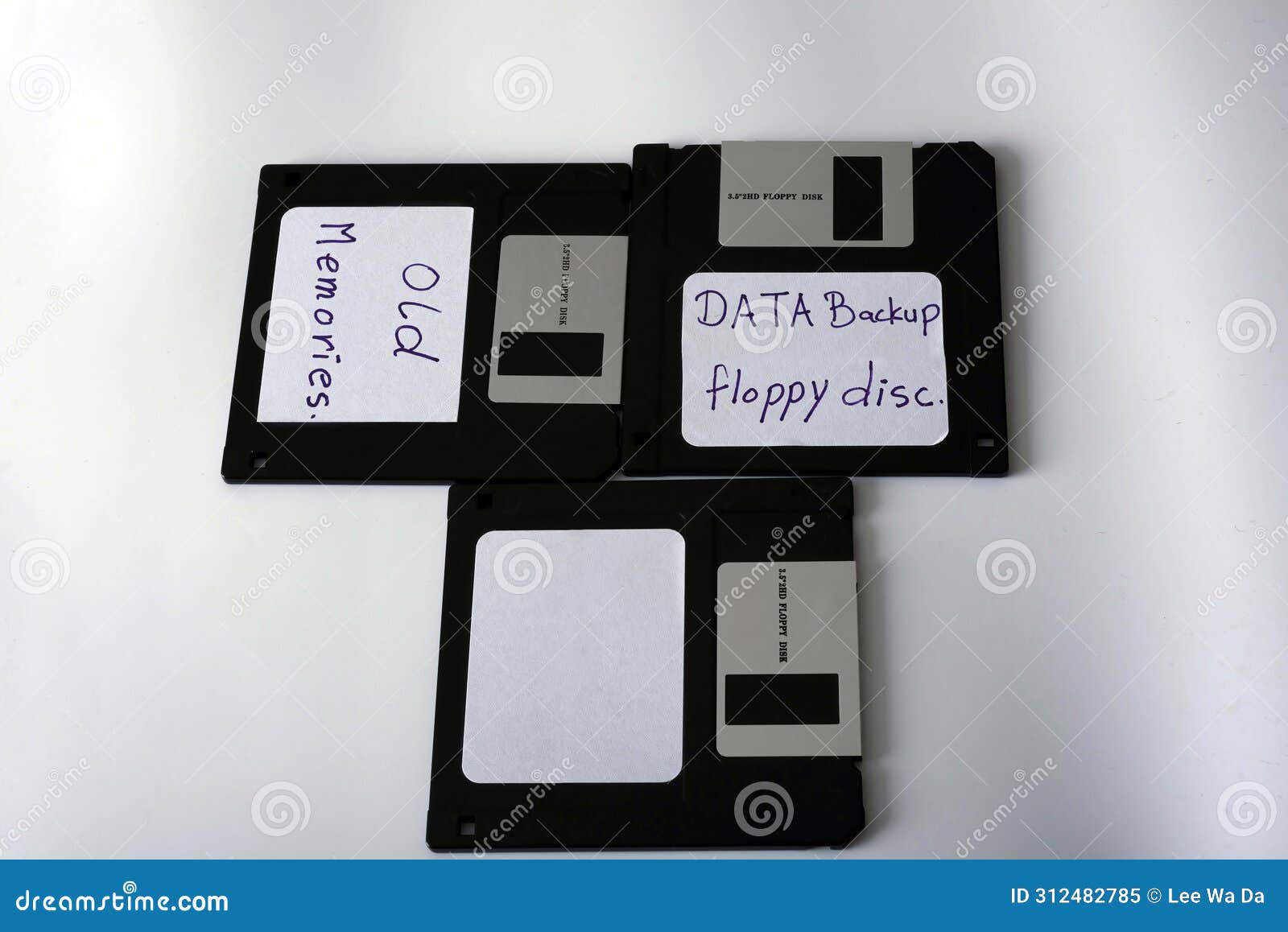 Old 3.5 Inch Floppy Disks Isolated on White Stock Image - Image of ...