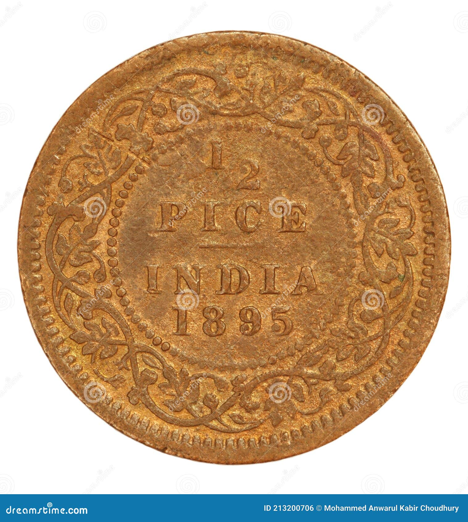 Old Indian Half Pice Coin of 1895 Stock Photo - Image of queen, regime ...