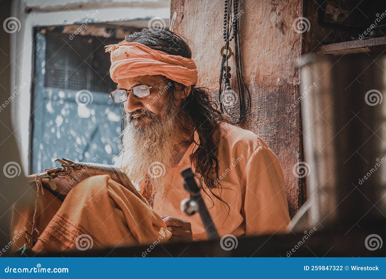 Old Indian Man Reading a Religious Book Editorial Photography - Image ...