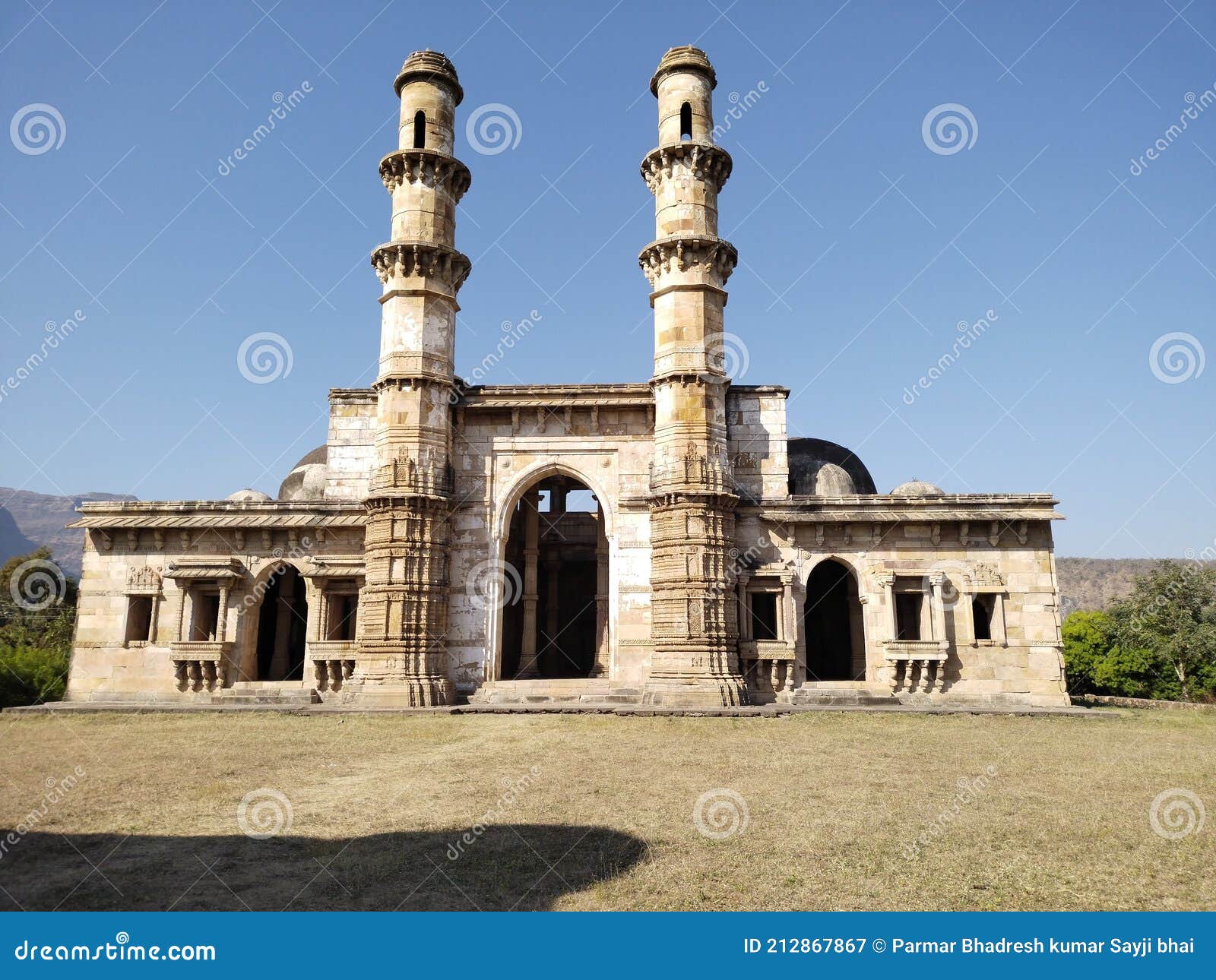 Old Indian mosque stock image. Image of building, tower - 212867867
