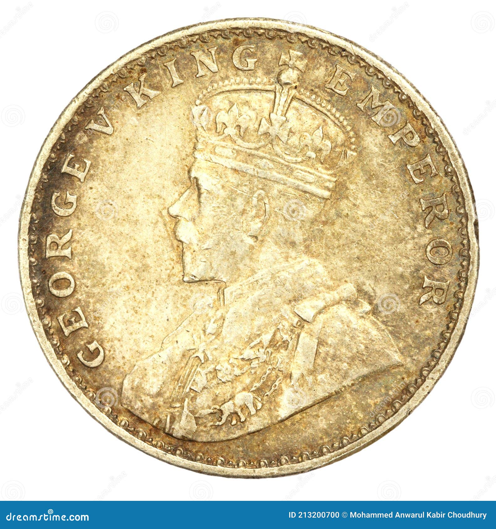 Old Indian One Rupee Coin of 1919 Stock Photo - Image of george, close ...