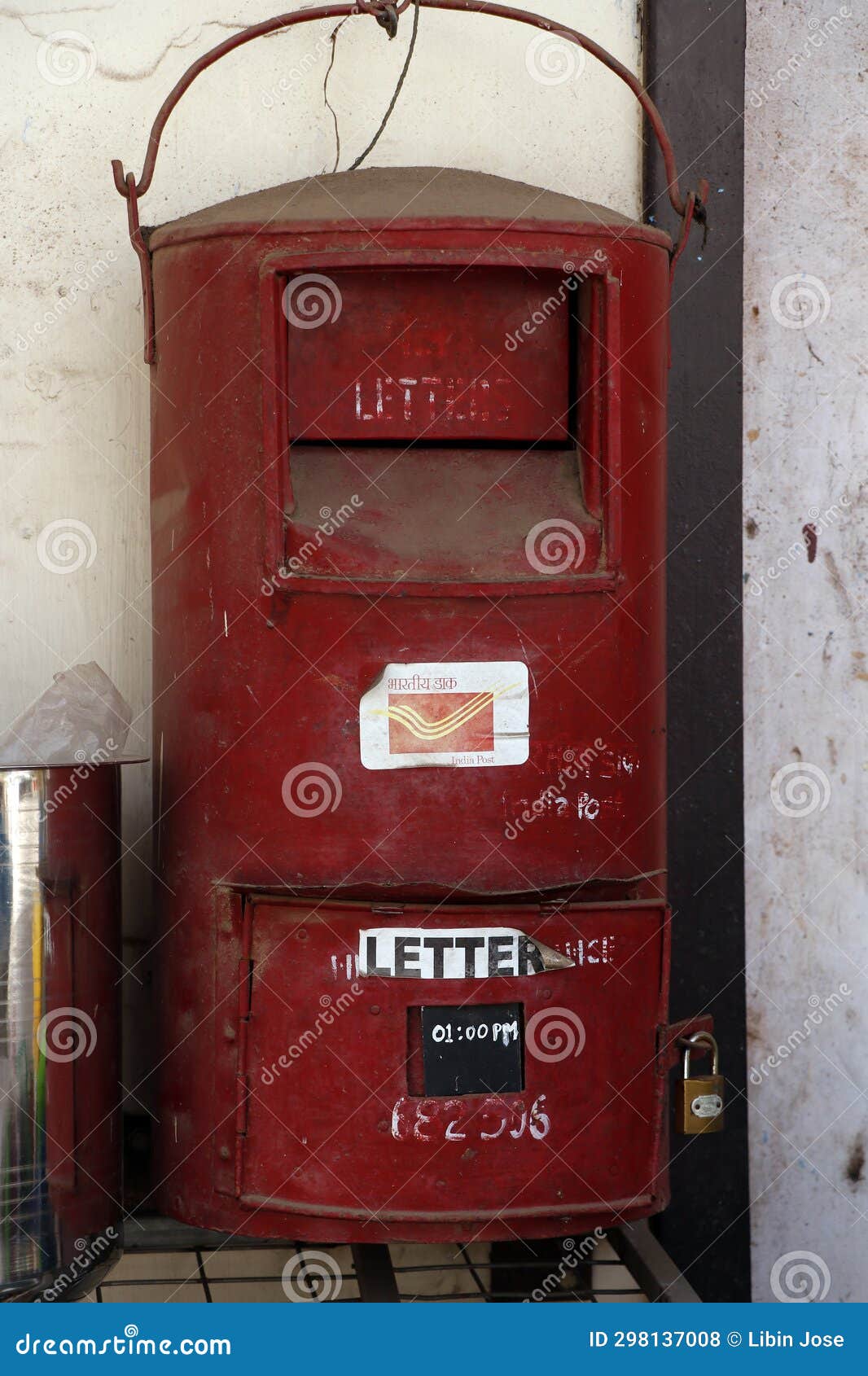 An Old Indian Red Post Box Hanging on a Wall in Kerala Editorial Stock ...