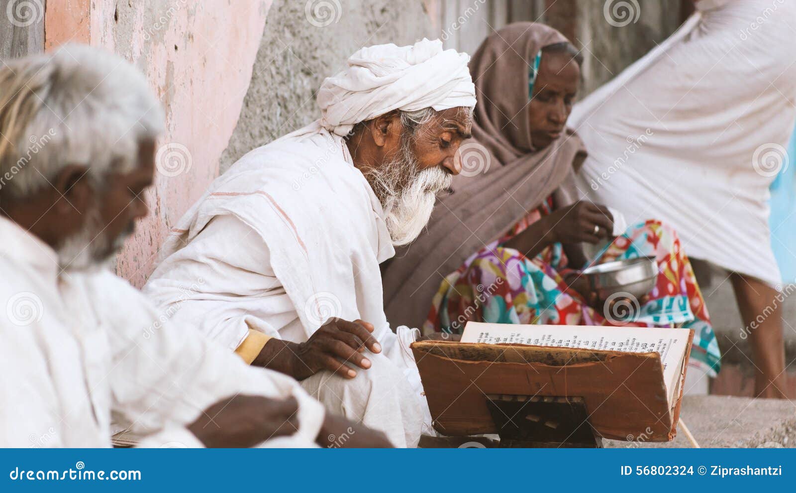 Old Indian Sadhu Reading Scriptures Editorial Stock Image - Image of ...