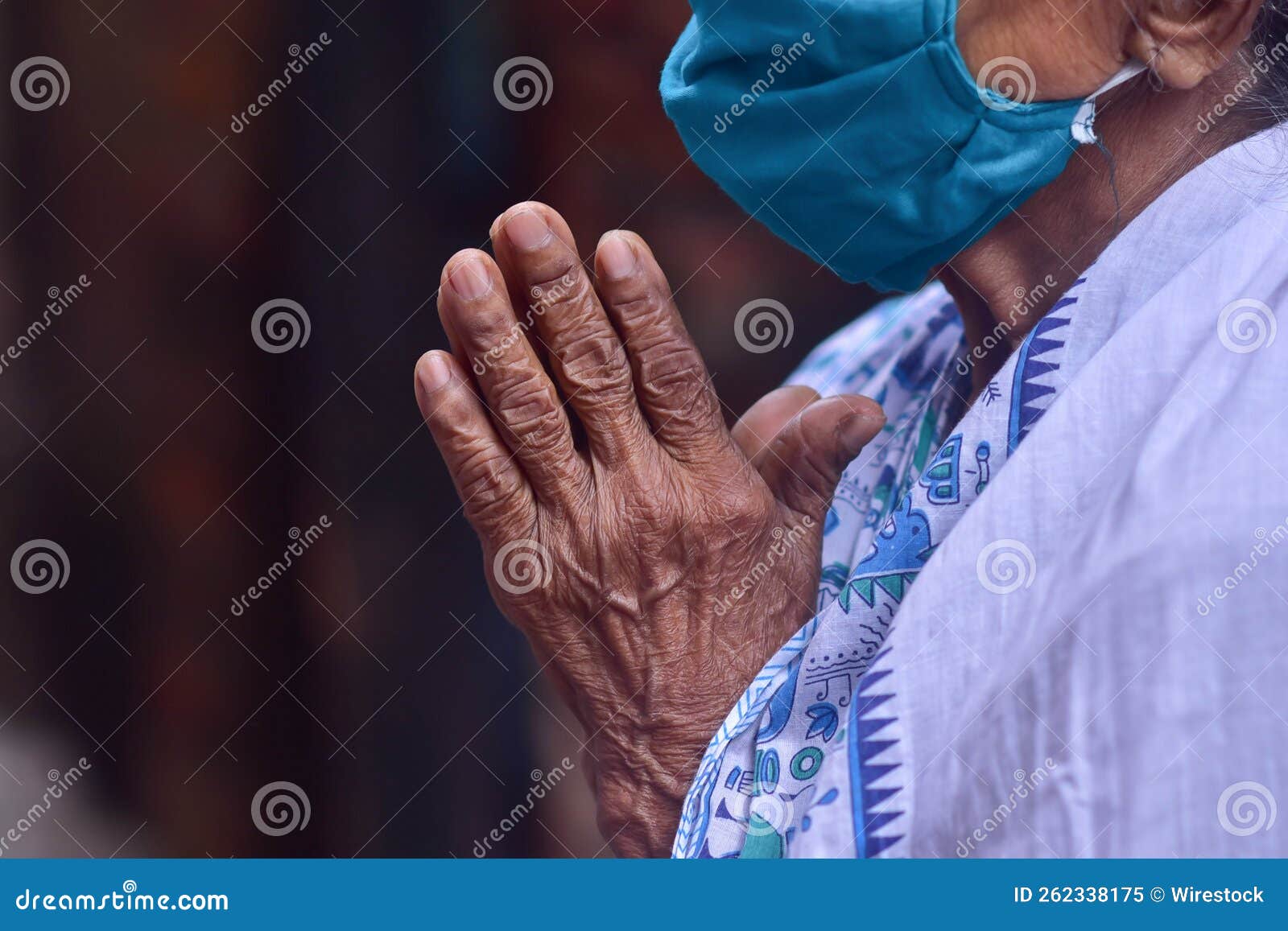Old Indian Woman Praying with Her Hands Stock Image - Image of church ...