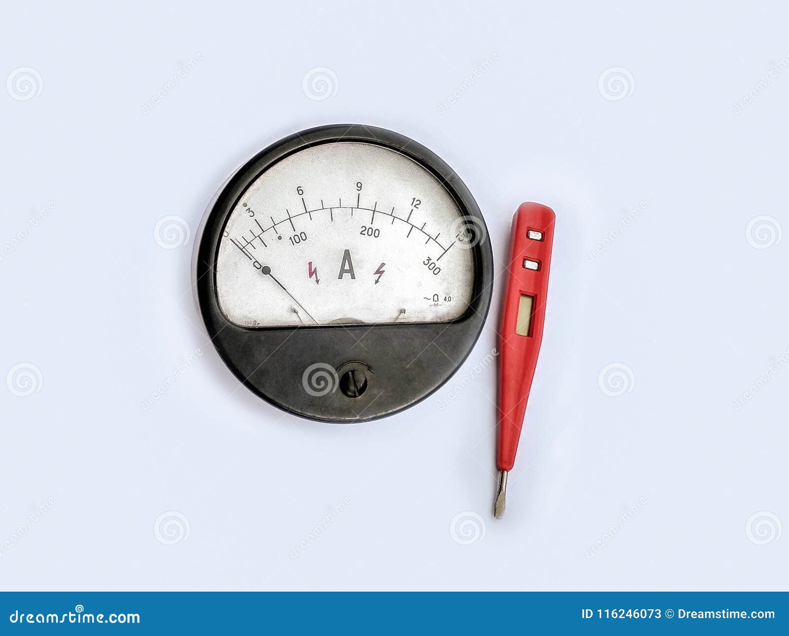 Old the Indicator of the Ammeter and Modern Screwdriver Stock Image ...