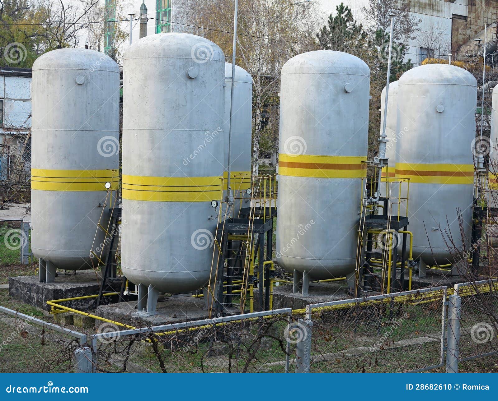 Old Industrial Chemical Storage Tanks Stock Photo - Image of liquid ...
