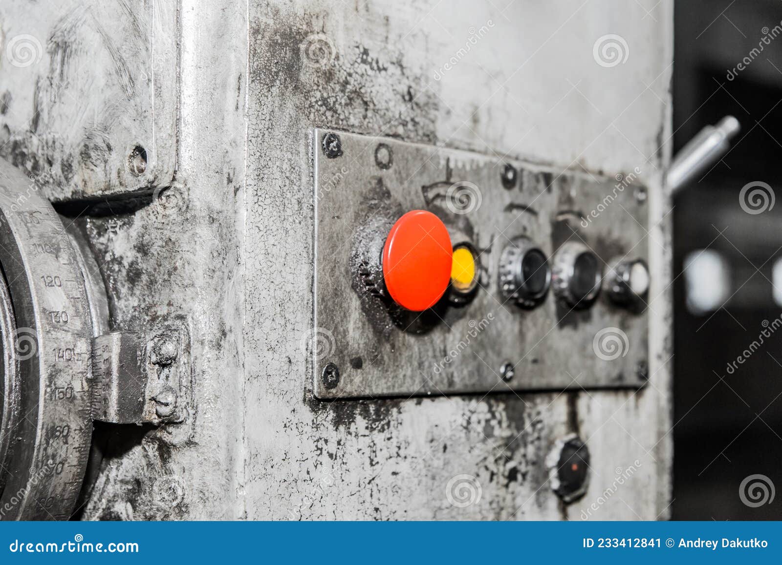 Old Industrial Dirty Control Panel and System with Buttons in the ...