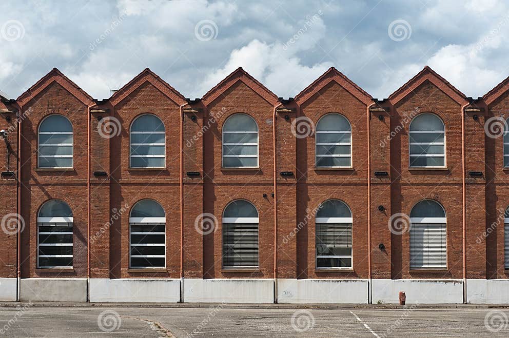 Old industrial facade stock image. Image of brick, view - 43905995