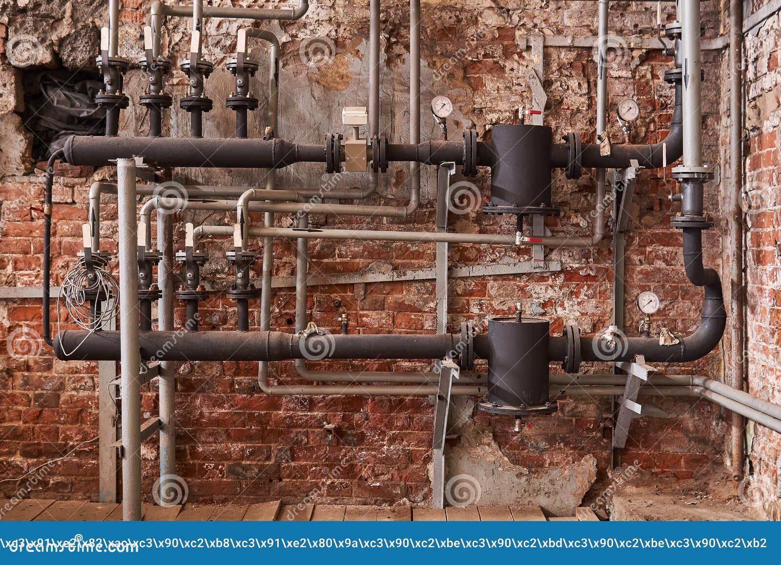 Old Industrial Heating System Stock Photo - Image of worn, system ...