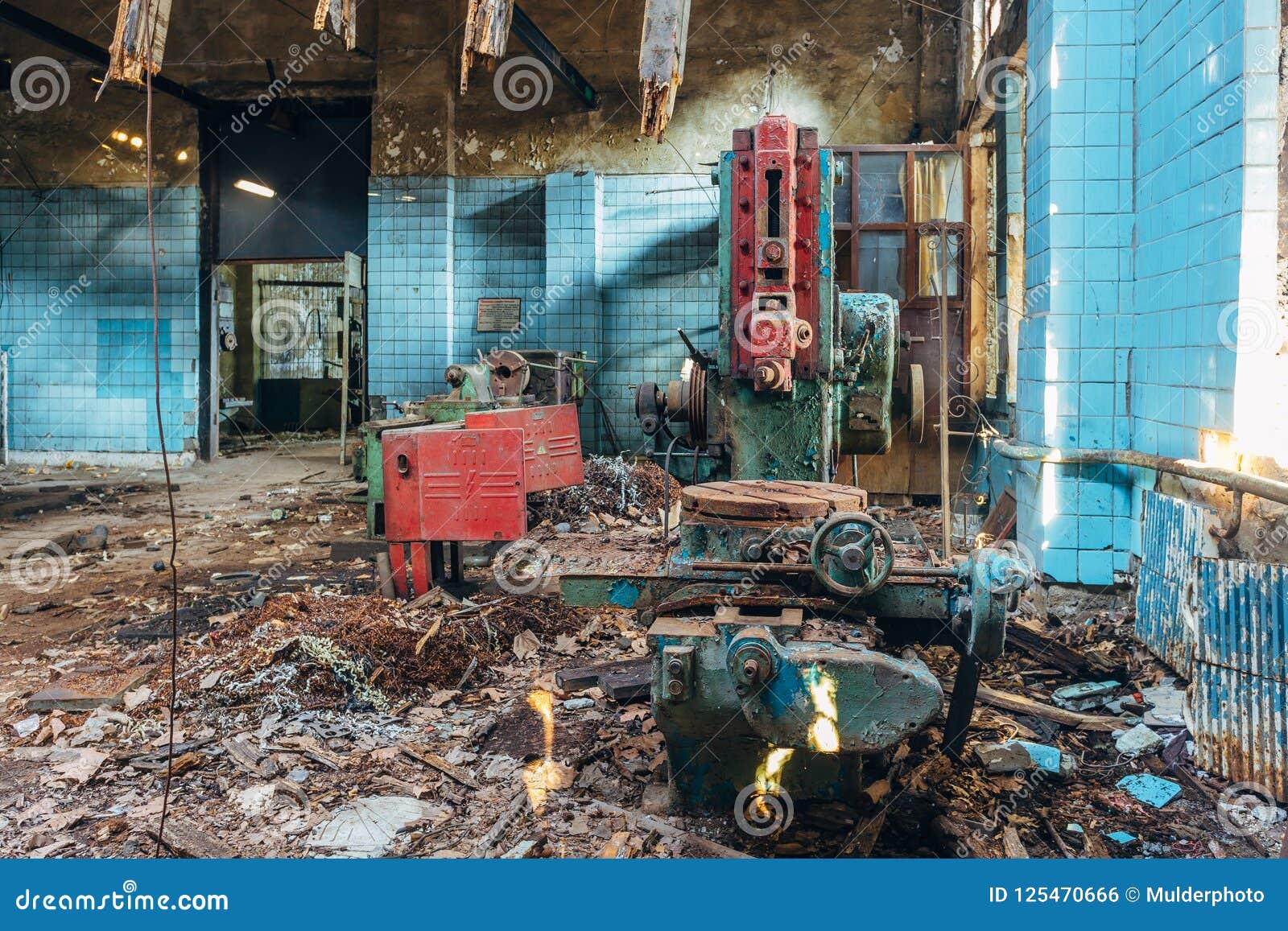 Old Industrial Machine Tool in Workshop. Rusty Metal Equipment in ...