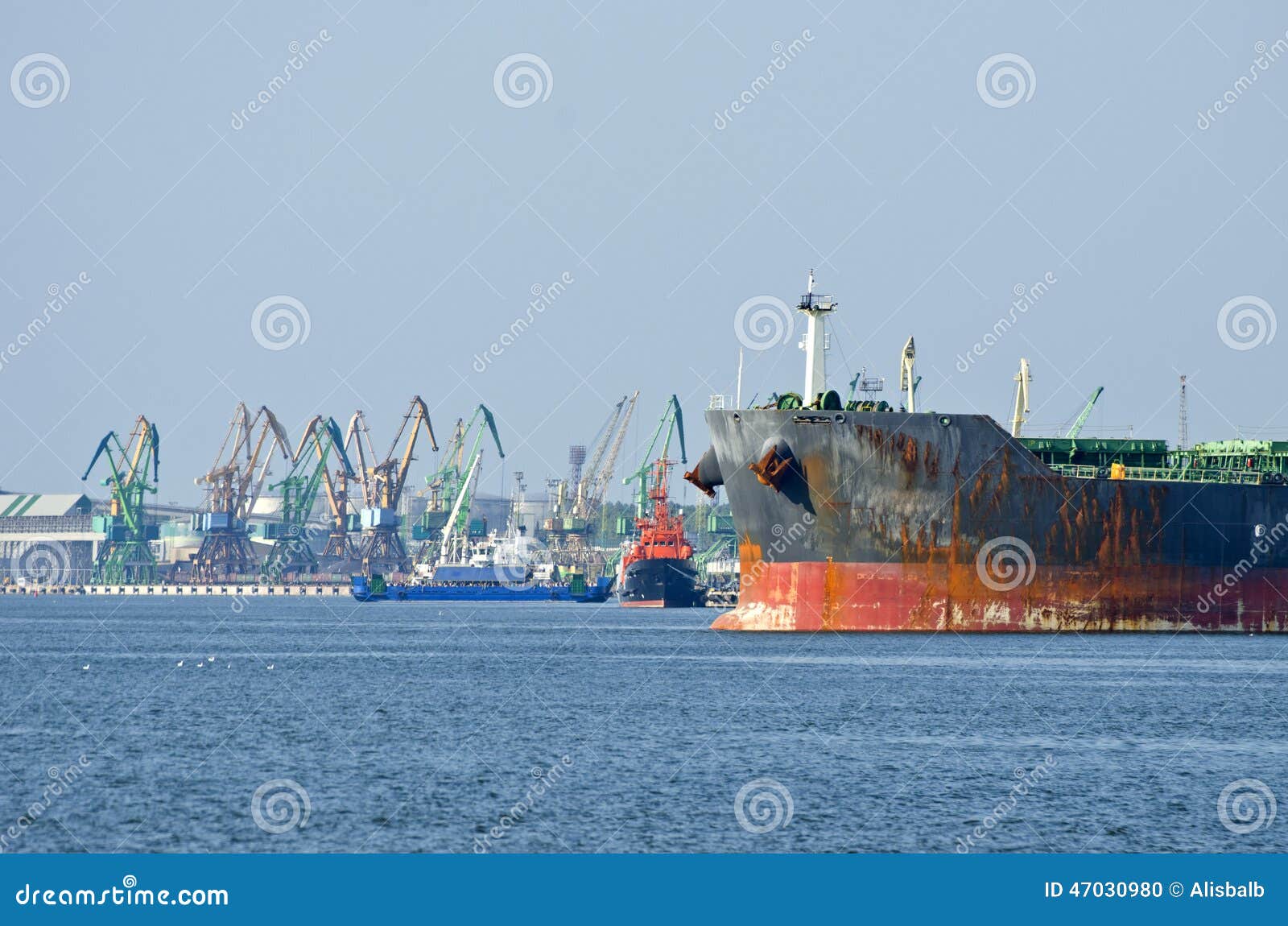 Old Industrial Ship in Port Stock Photo - Image of tank, landscape ...