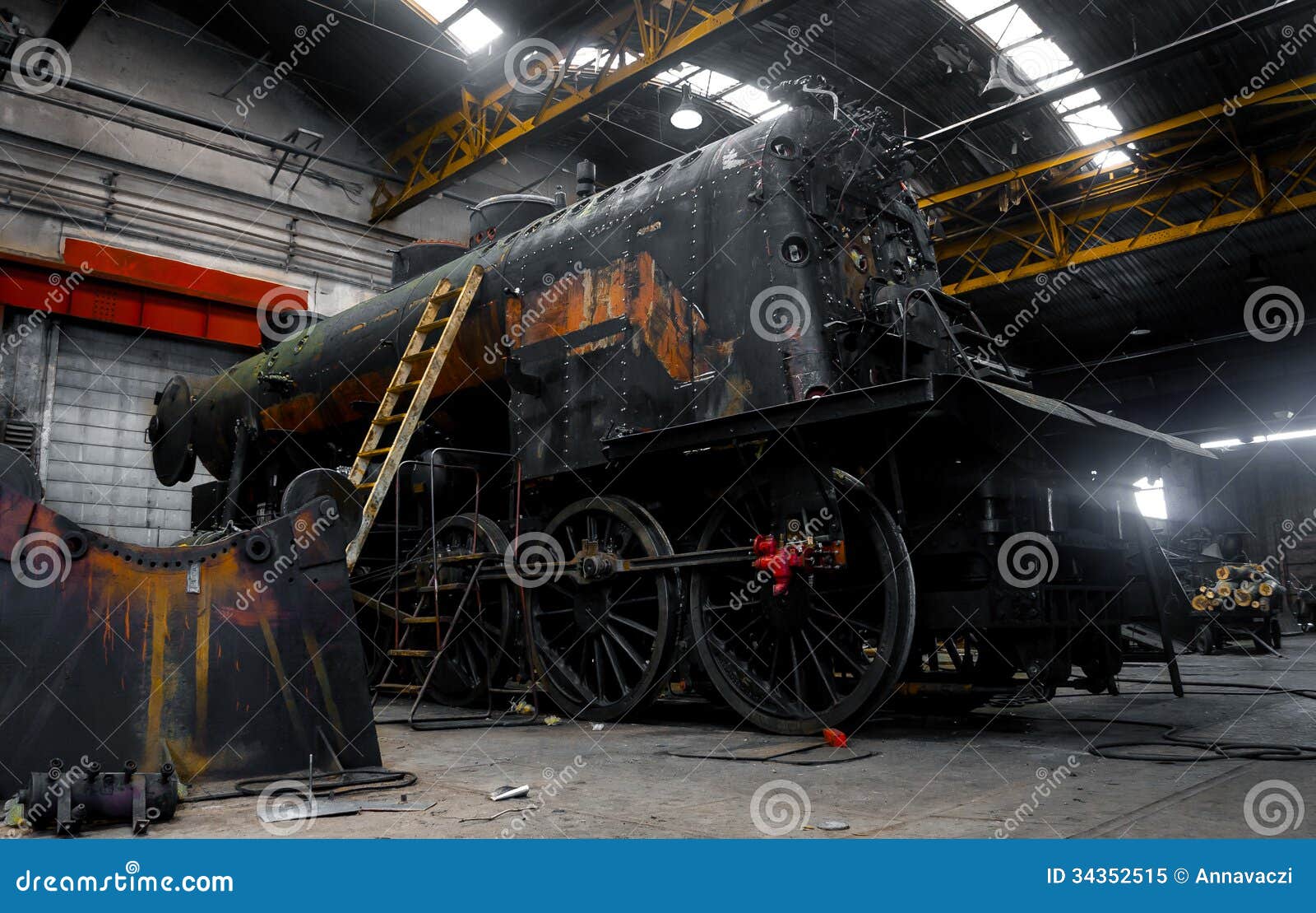 Old Industrial Train in Depot Stock Image - Image of engine, machine ...