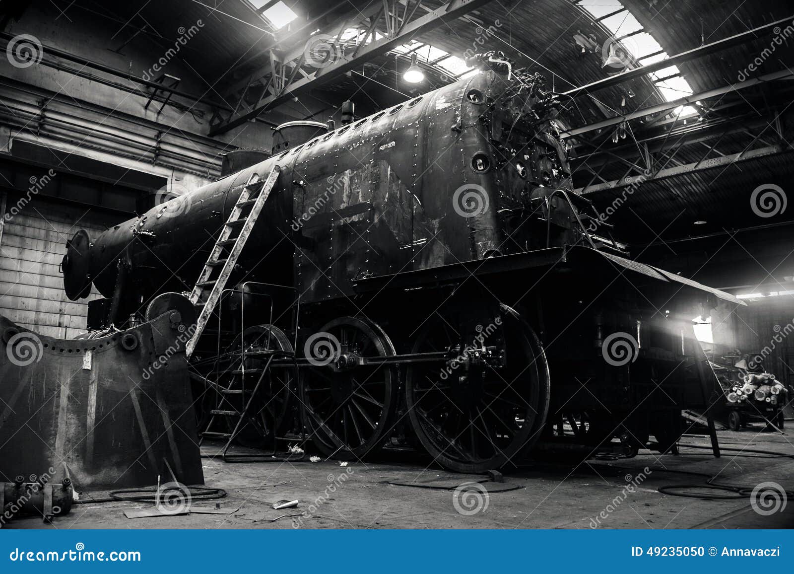Old Industrial Train in Depot Stock Photo - Image of machine, nostalgia ...