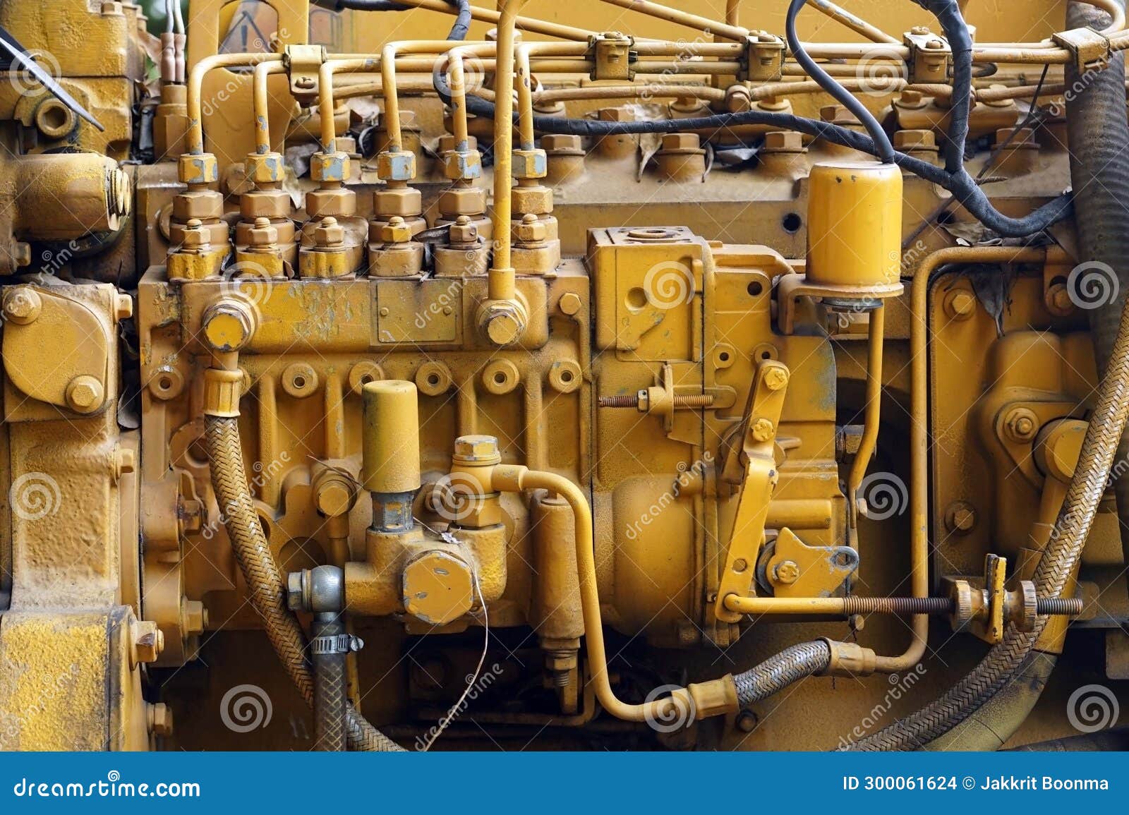 A Old Injector Pump Set of the Old Vintage Yellow Engine of a Generator ...