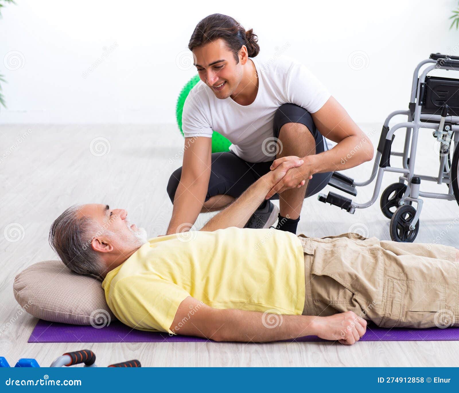 Old Injured Man Doing Exercises Indoors Stock Photo - Image of athlete ...