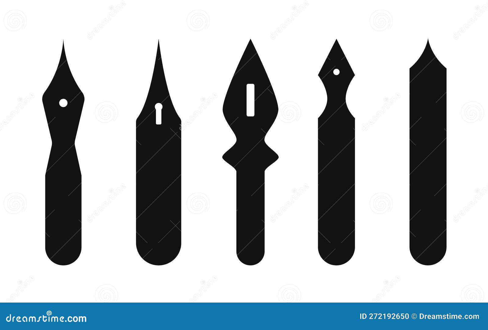 Old Ink Pen Nibs Silhouette Stock Vector - Illustration of vector ...