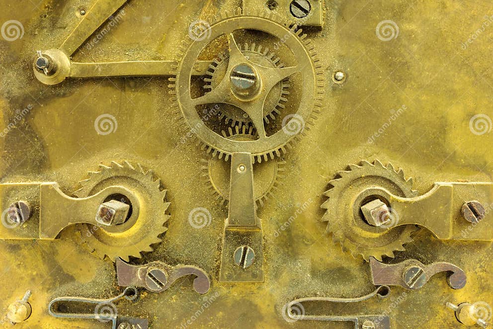 Old Inner Workings of a Clock Stock Image - Image of closeup, engine ...
