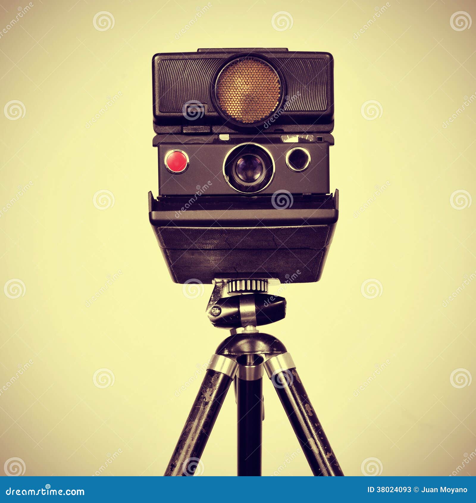 Old Instant Camera in a Tripod Stock Image - Image of lens ...