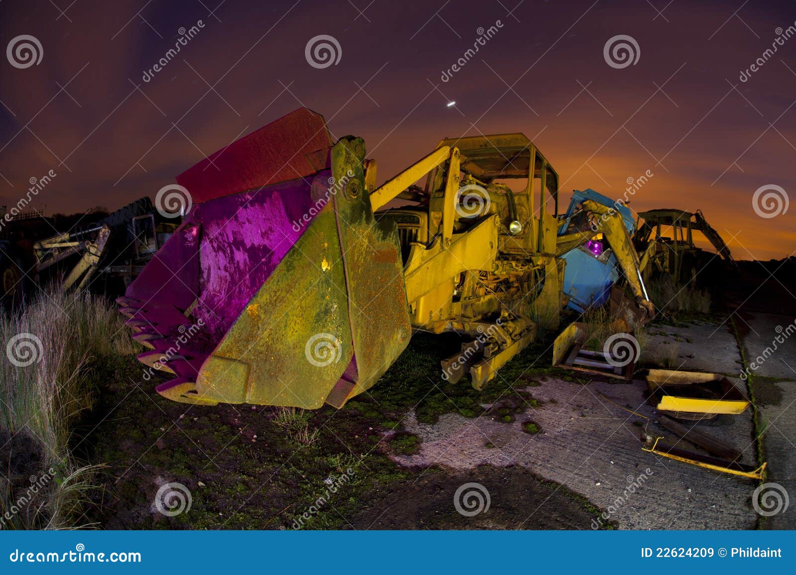 Old Insustrial Digger Light Painted Stock Image - Image of quarry ...