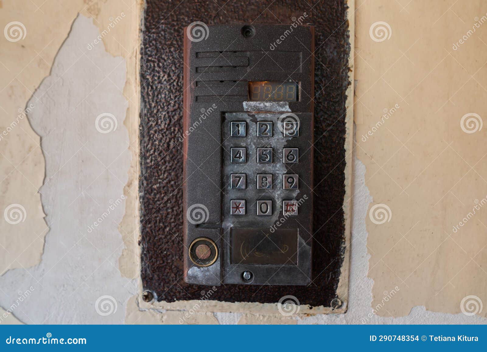 An Old Intercom on an Old Wall with Peeling Paint Stock Photo - Image ...
