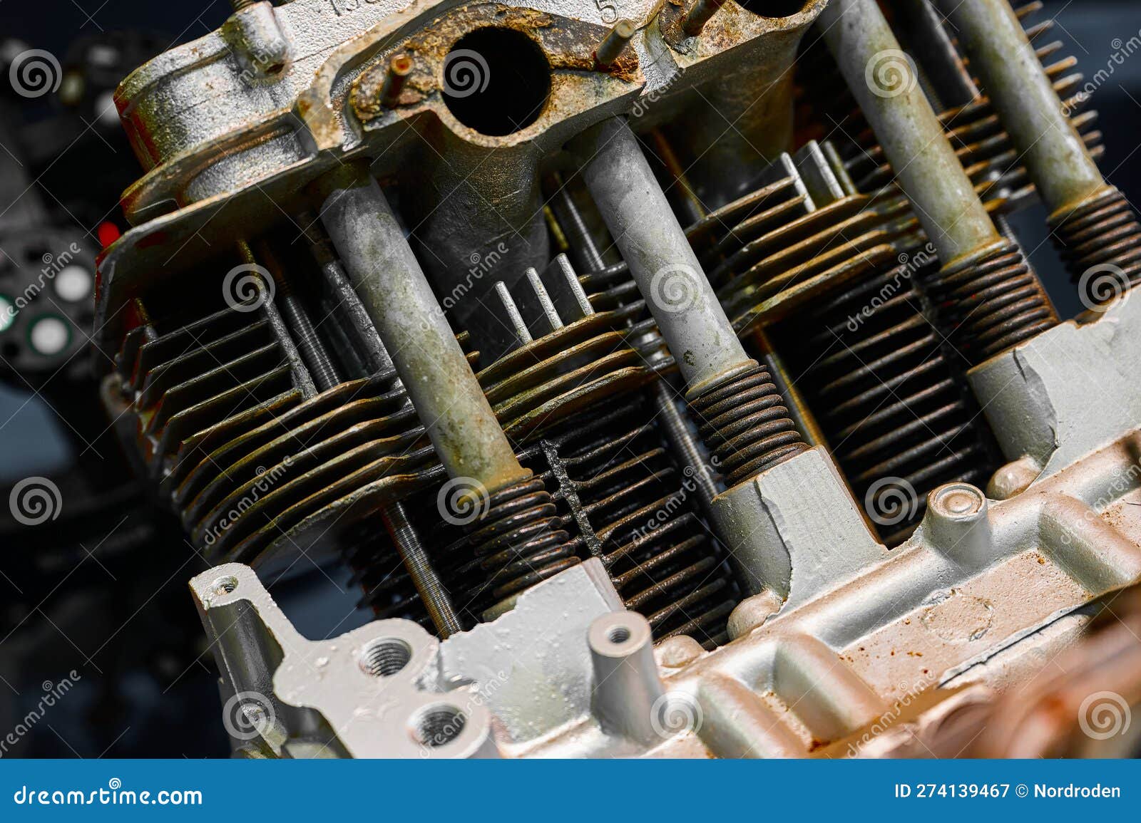 Old Internal Combustion Engine of Car with Rust in Workshop Stock Image ...