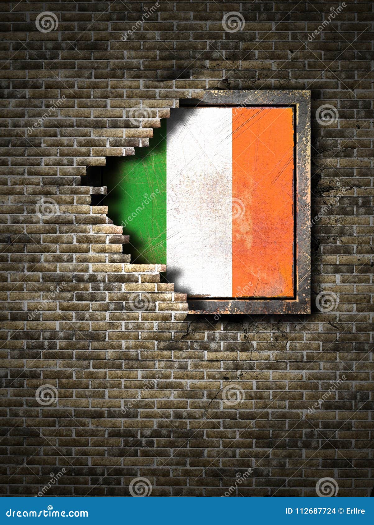Old Ireland Flag in Brick Wall Stock Illustration - Illustration of ...