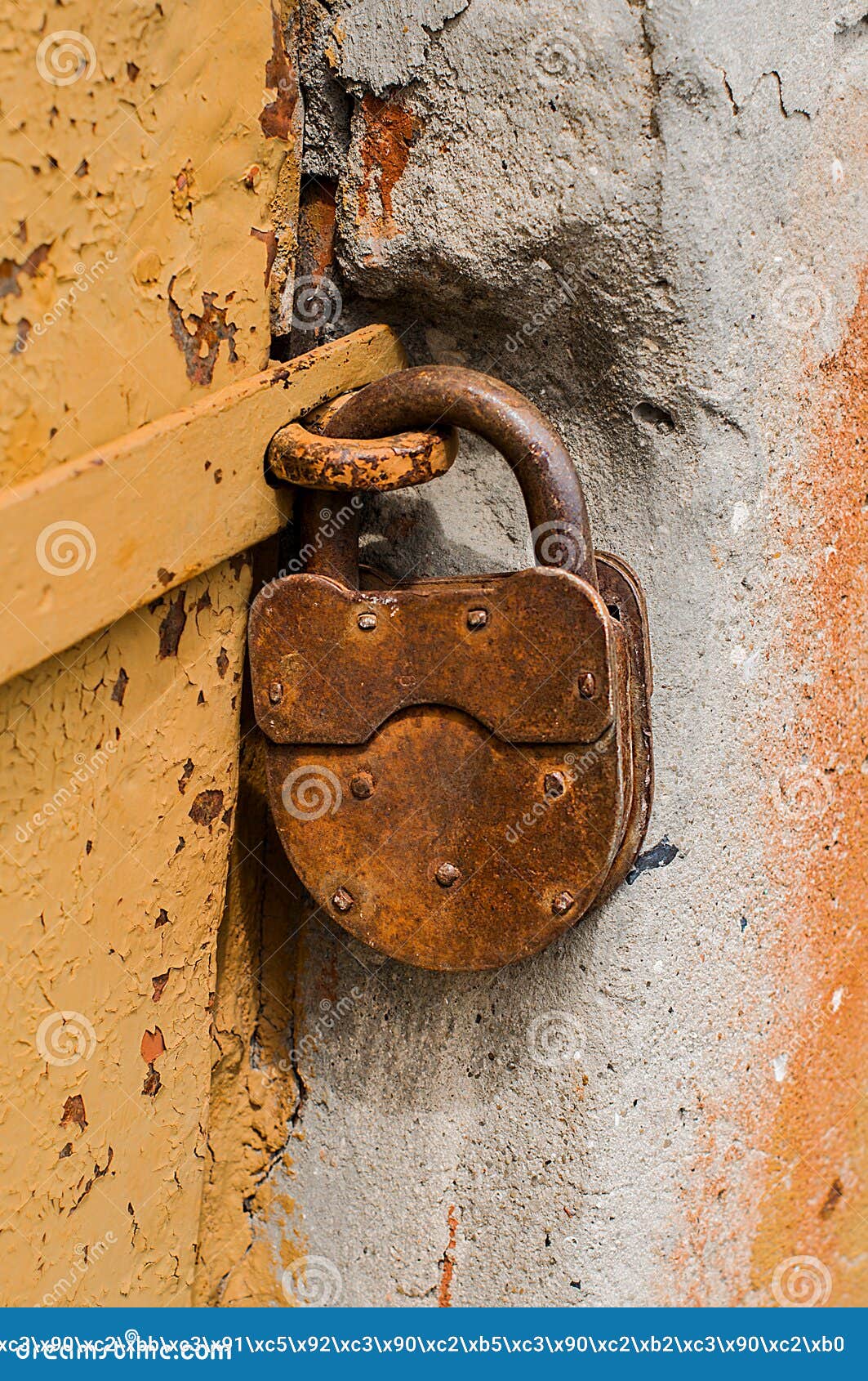 Old iron barn lock stock image. Image of door, green - 116617359