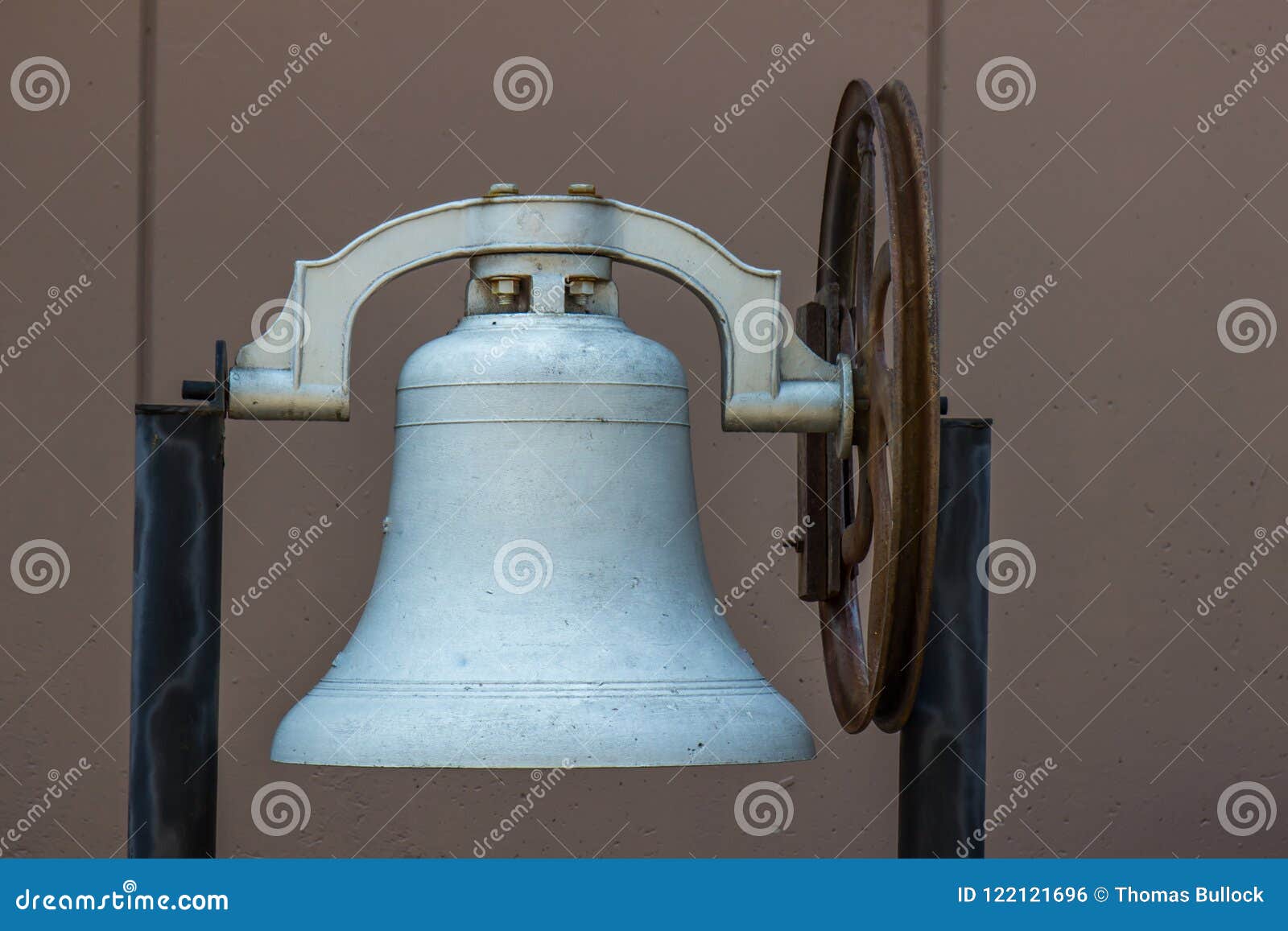 Old Iron Bell with Rusty Wheel Stock Photo - Image of cradle, rust ...