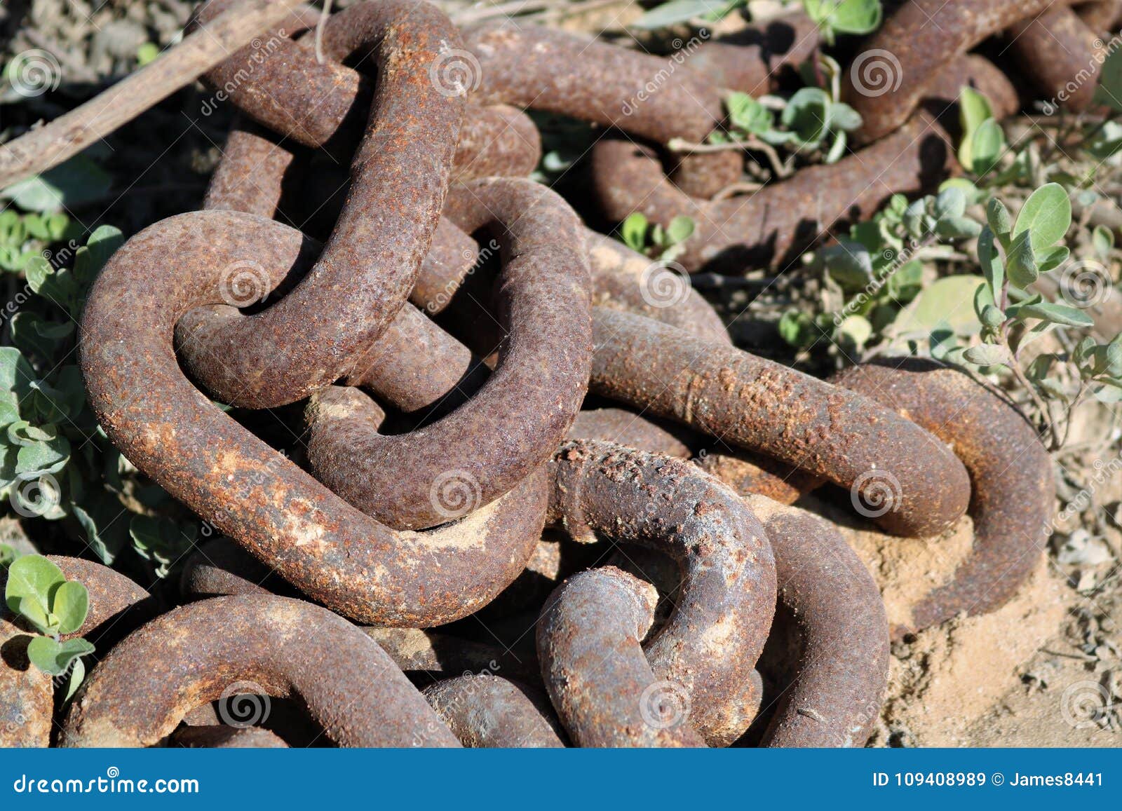 Iron rusty chain. stock image. Image of covered, metal - 109408989
