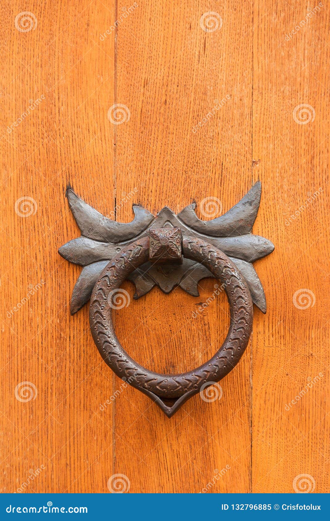 Old iron door clapper stock image. Image of vintage - 132796885