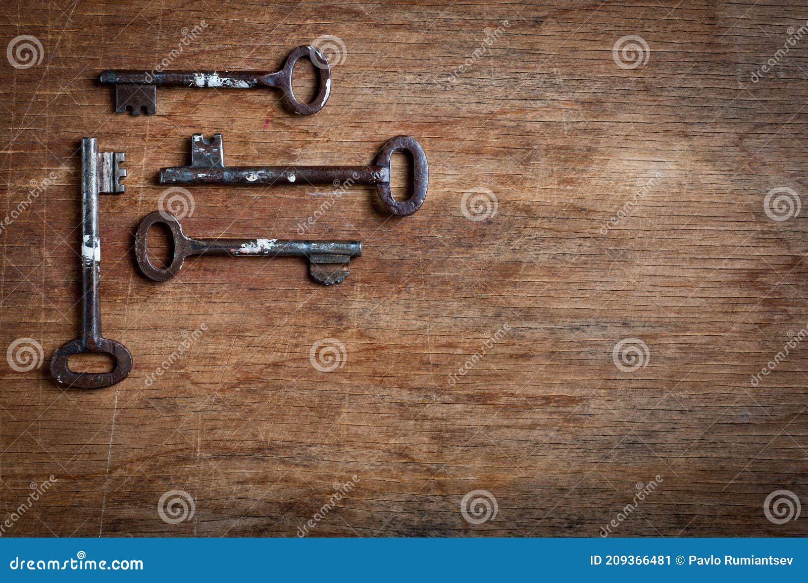 Old Iron Door Keys Lying on an Old Wooden Surface Stock Image - Image ...