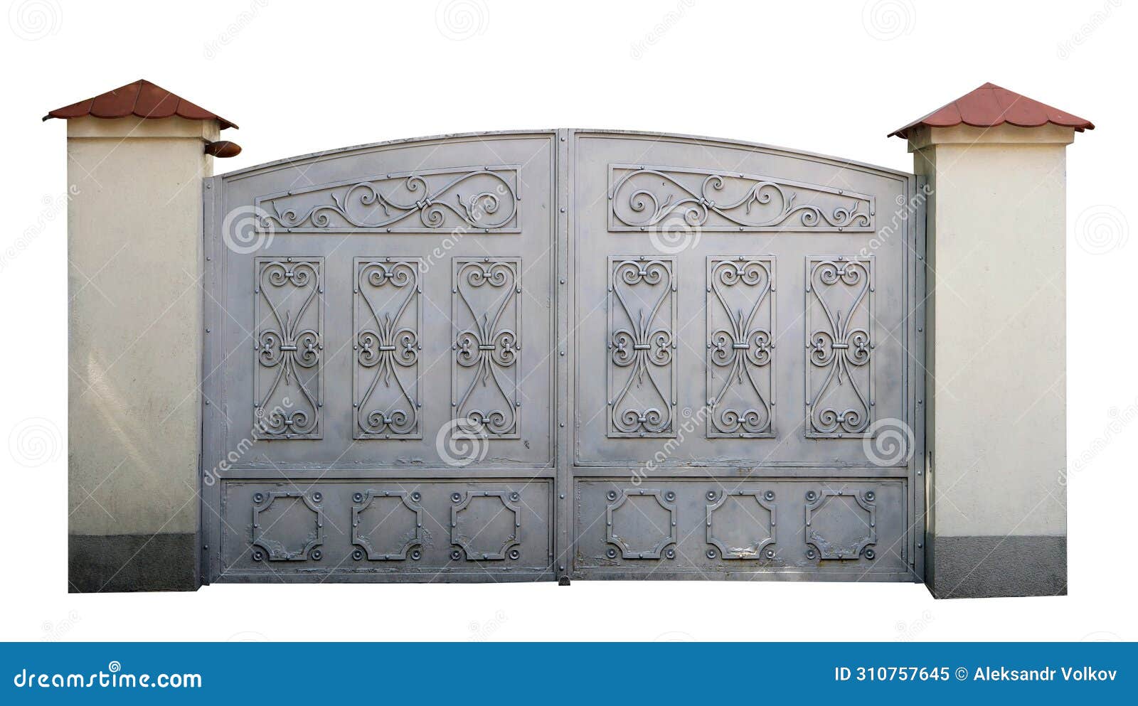 Old Iron Gates Decorated with Wrought Iron Bars Isolated Stock Image ...