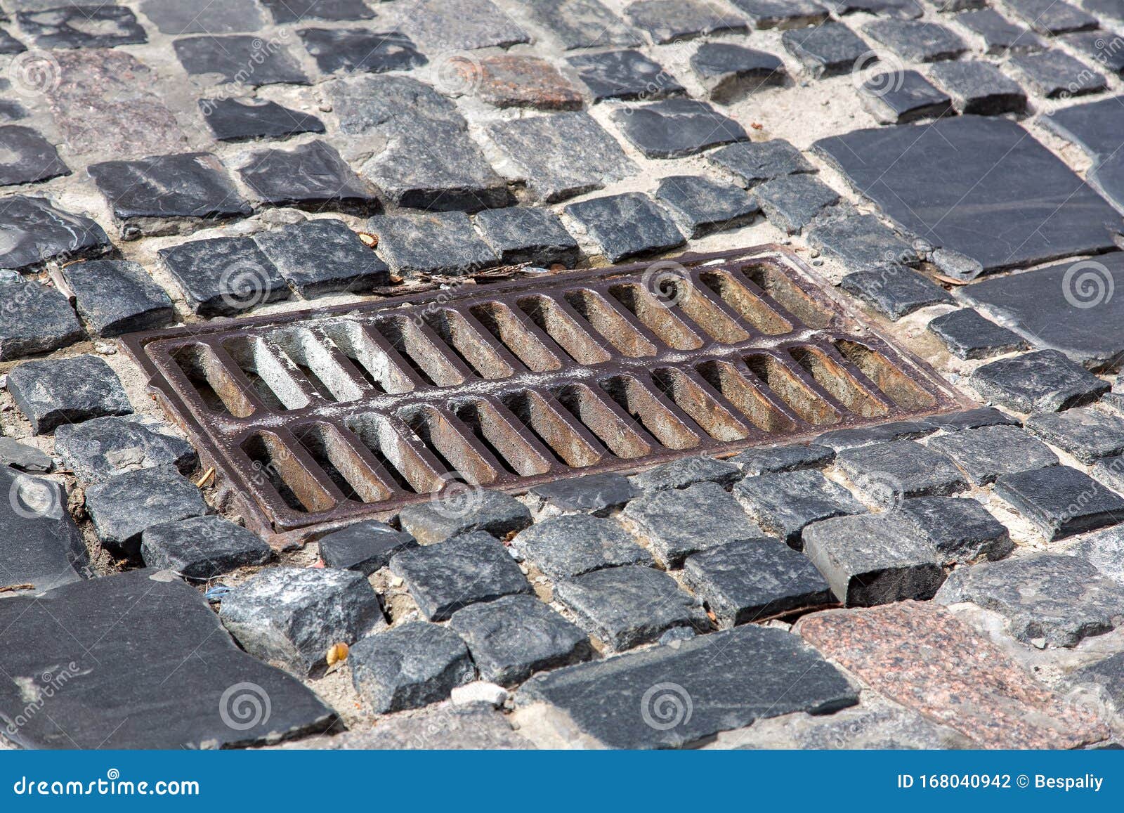 The Old Iron Grate of the Drainage System Hatch. Stock Photo - Image of ...
