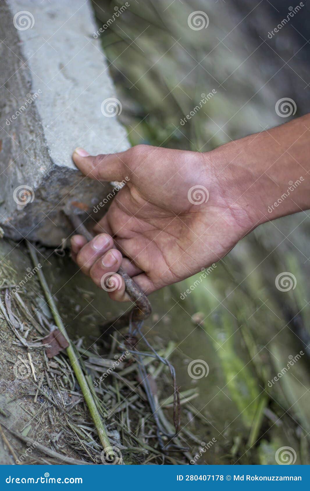 An Old Iron Handle is Held by a Human Hand Stock Photo - Image of ...