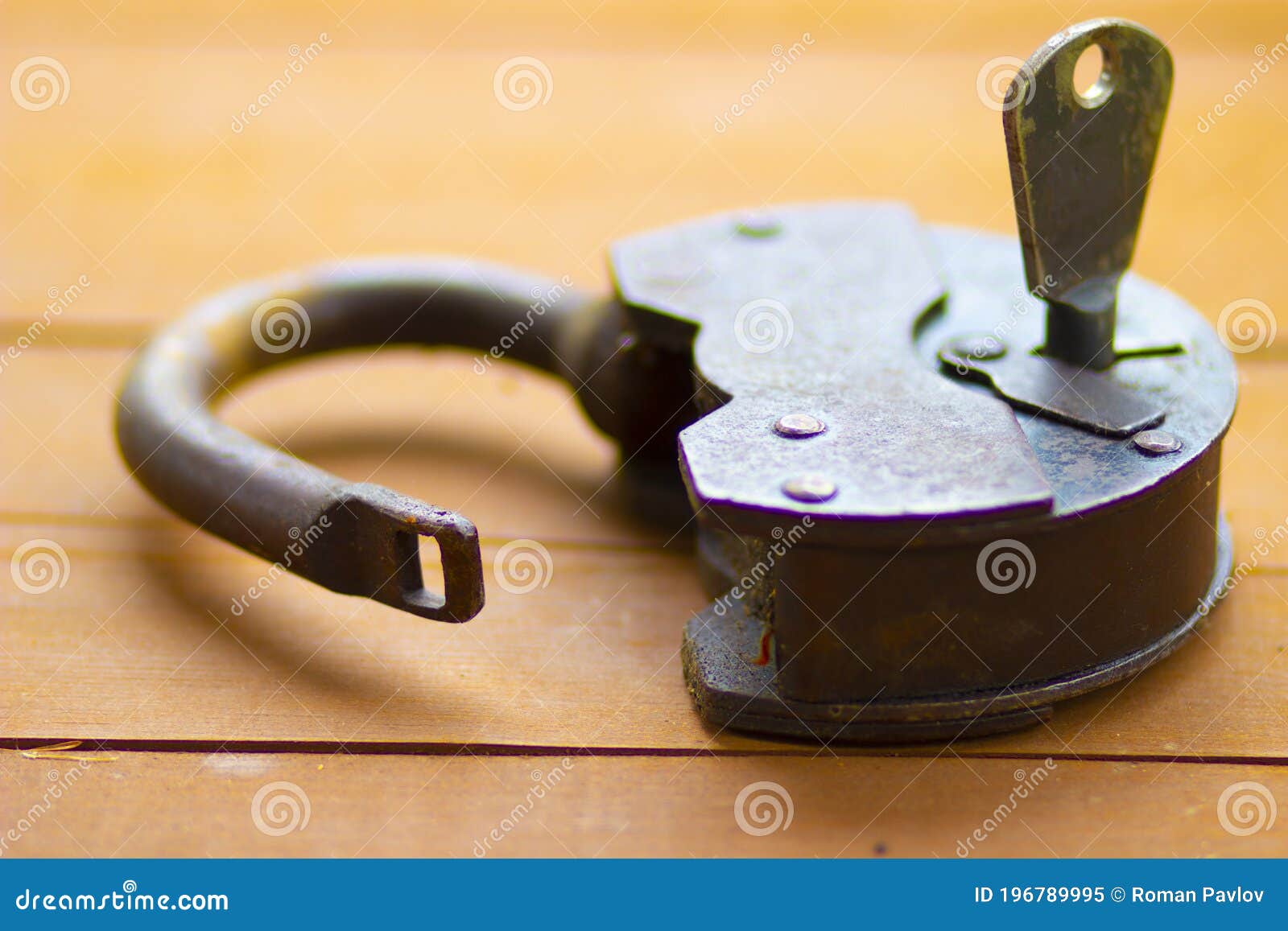Old Iron Hinged Barn Retro Lock Closed Stock Image - Image of open ...
