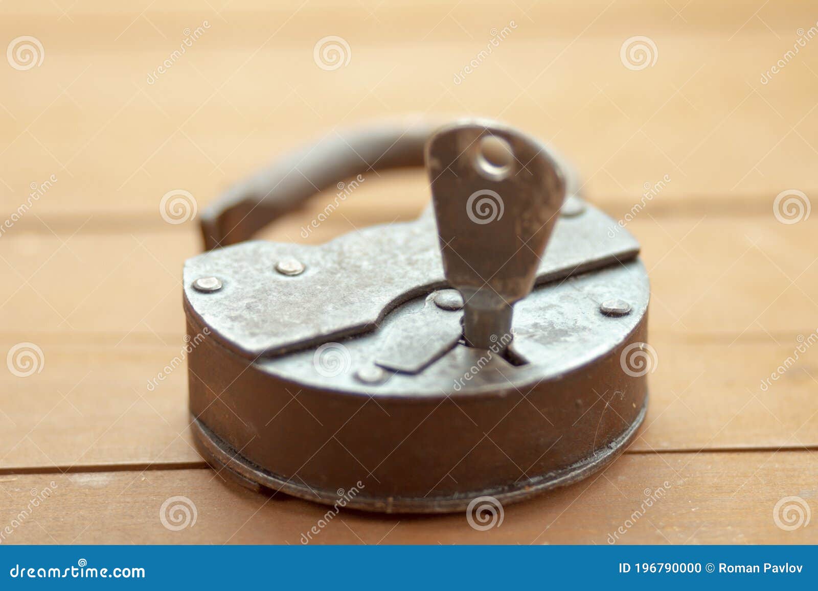 Old Iron Hinged Barn Retro Lock Closed Stock Photo - Image of metal ...