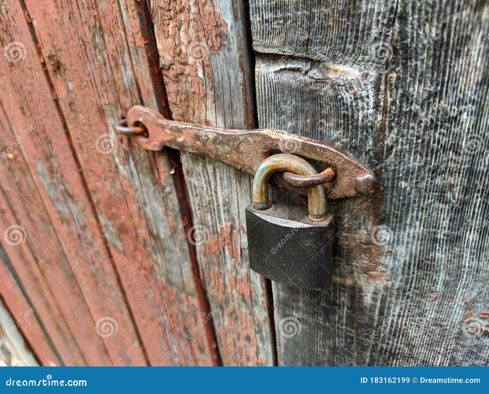 Old Iron Lock on a Wooden Door. Stock Image - Image of exit, closed ...