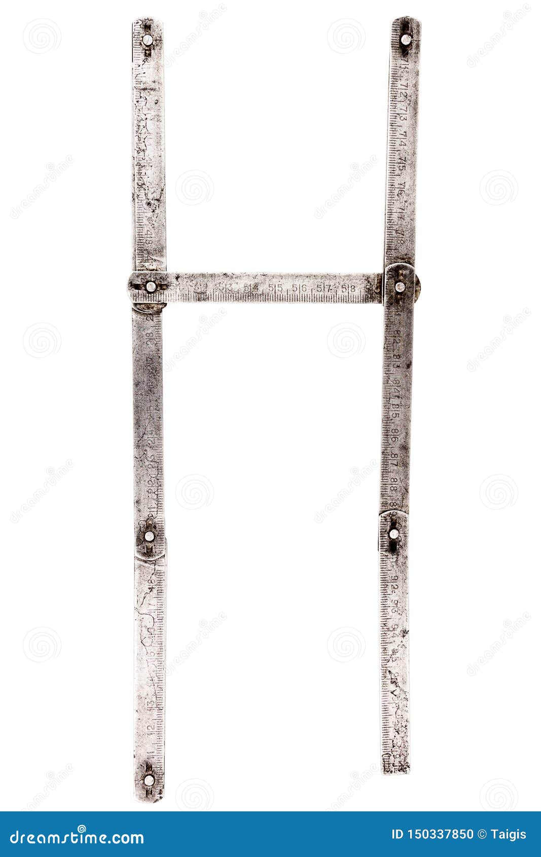 Old Iron Meter Ruler Letter H Stock Photo - Image of length, latin ...