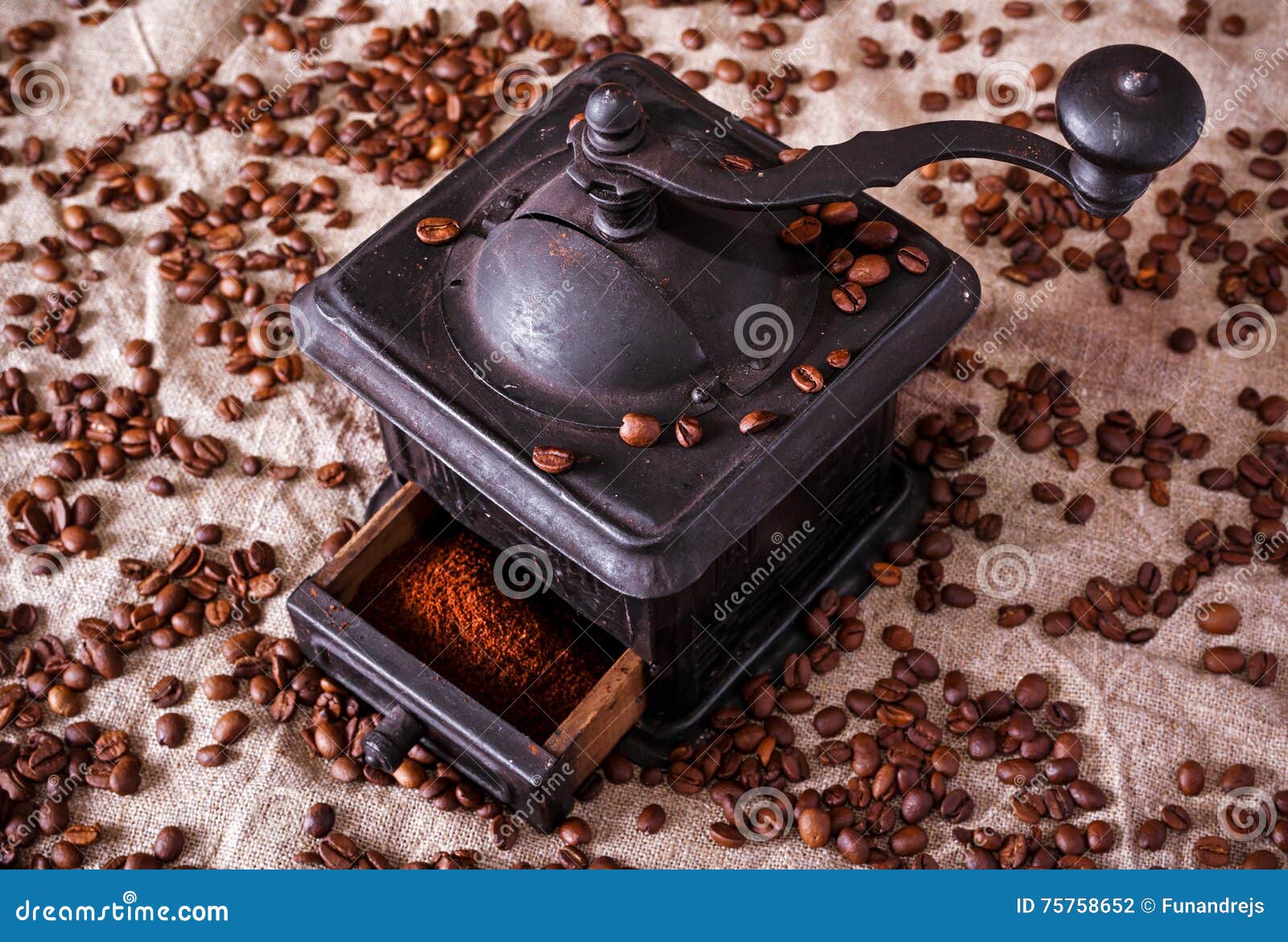 Old Iron Mill Coffee Machine Stock Photo - Image of cream, crabica ...