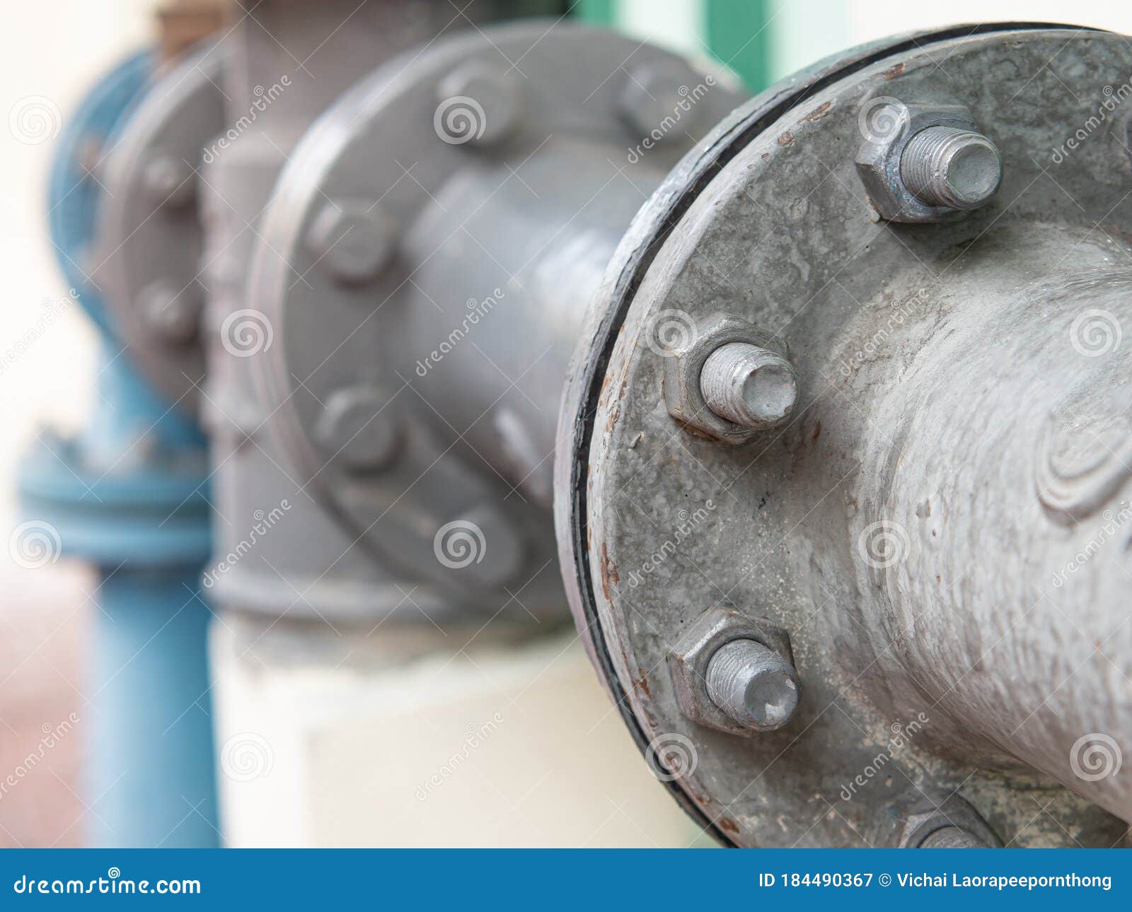 Pipe Flange Connecting Between Pipe And Water Tank Stock Photo ...