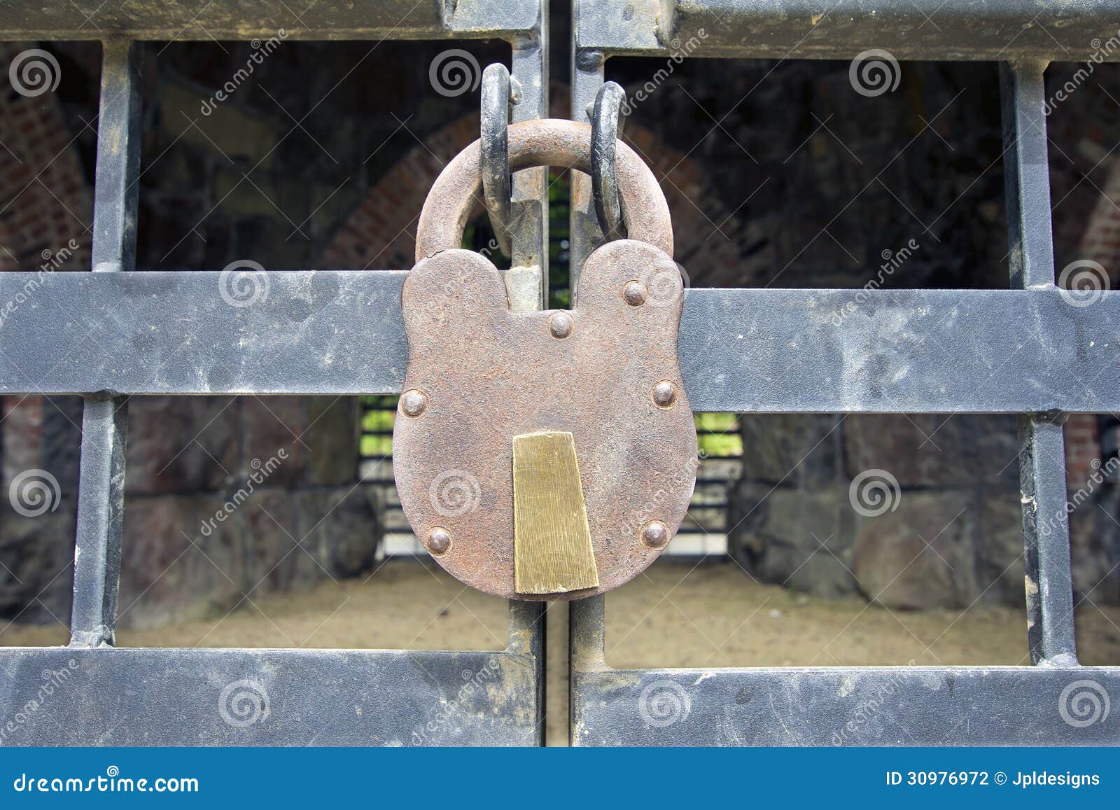 Old Iron Padlock on Gate stock photo. Image of entrance - 30976972