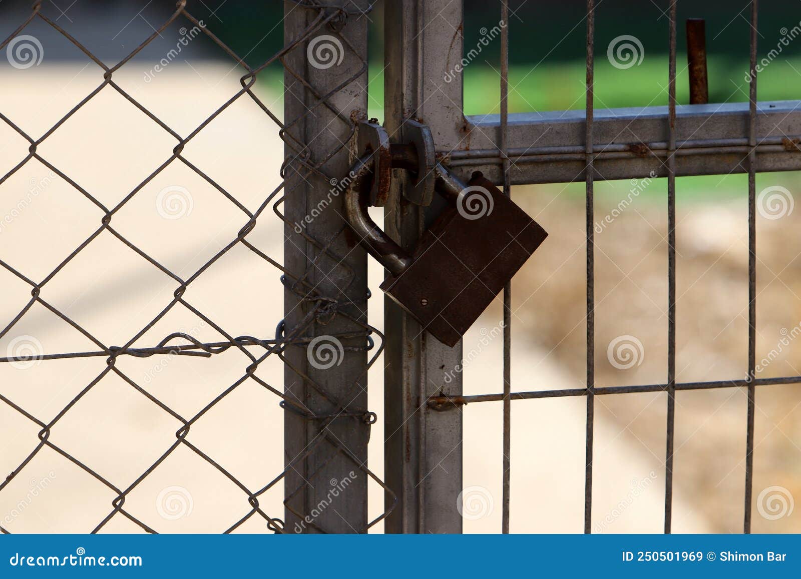 Old Iron Padlock Hanging on the Gate Stock Image - Image of doors ...
