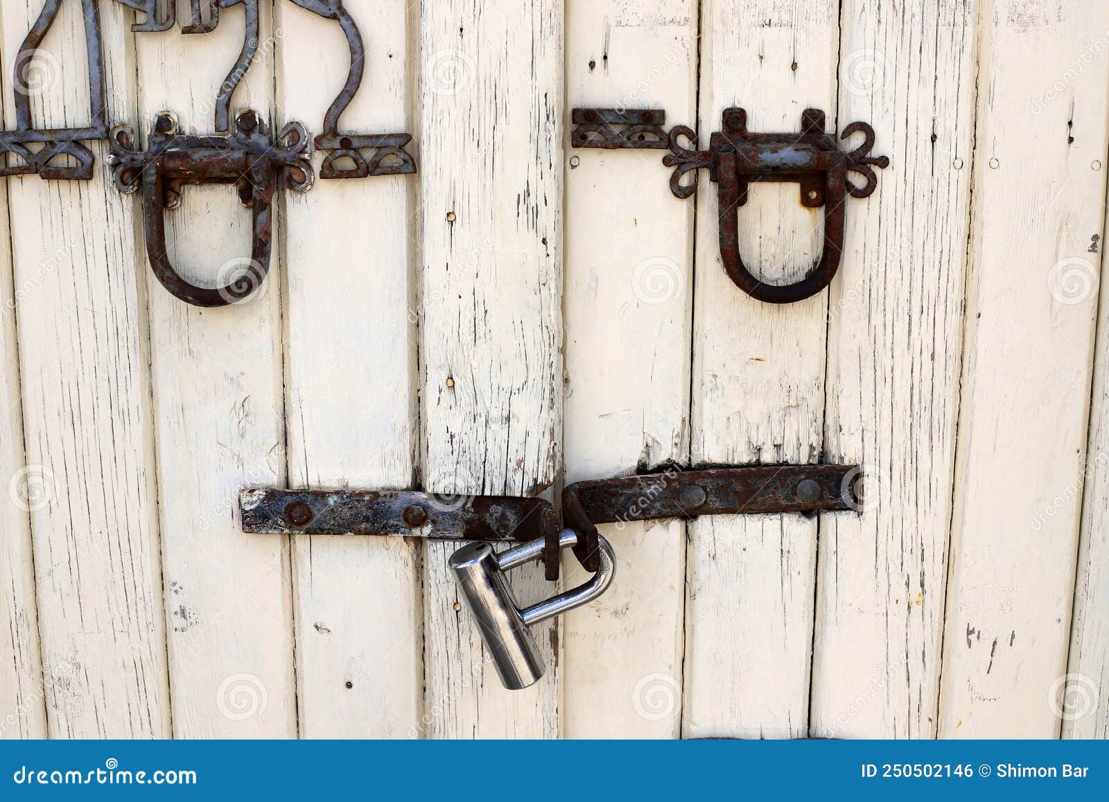 Old Iron Padlock Hanging on the Gate Stock Photo - Image of iron ...