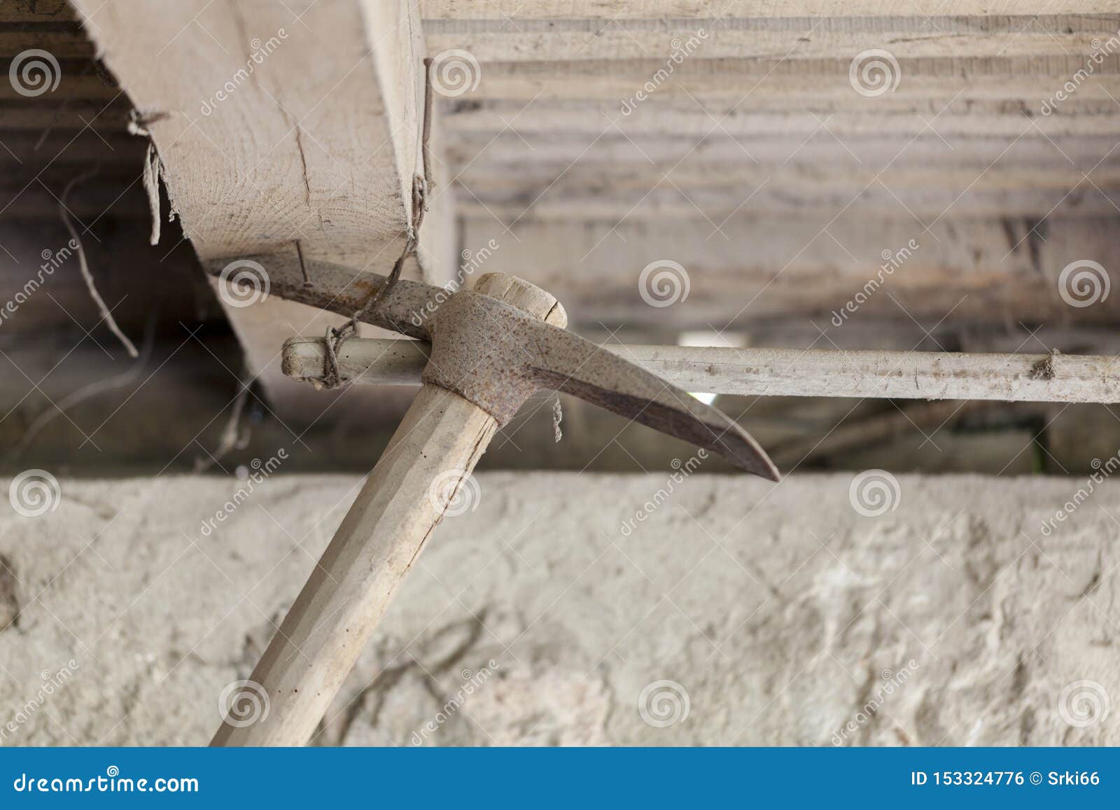 Old iron pickaxe stock photo. Image of punch, tools - 153324776