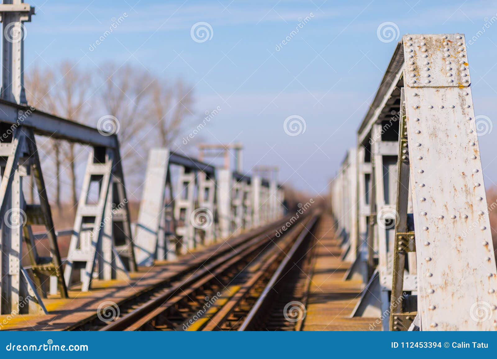 Old Iron Railroad Bridge in Remote Rural Area in Europe Stock Photo ...