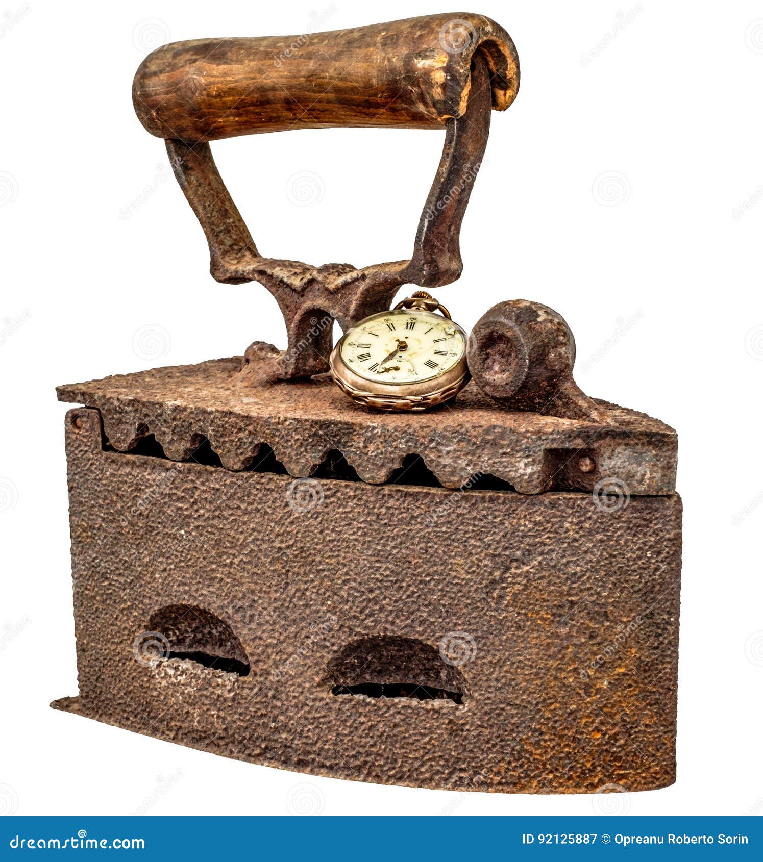 Old Iron Rust Covered with Antique Decayed Pocket Watch Stock Image ...