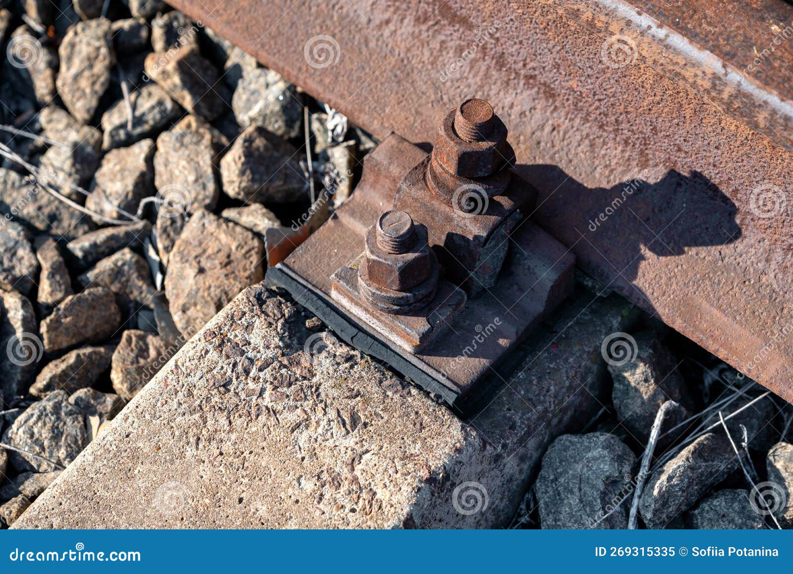 Old Iron Rusty Bolts on the Railroad Rail Stock Image - Image of iron ...